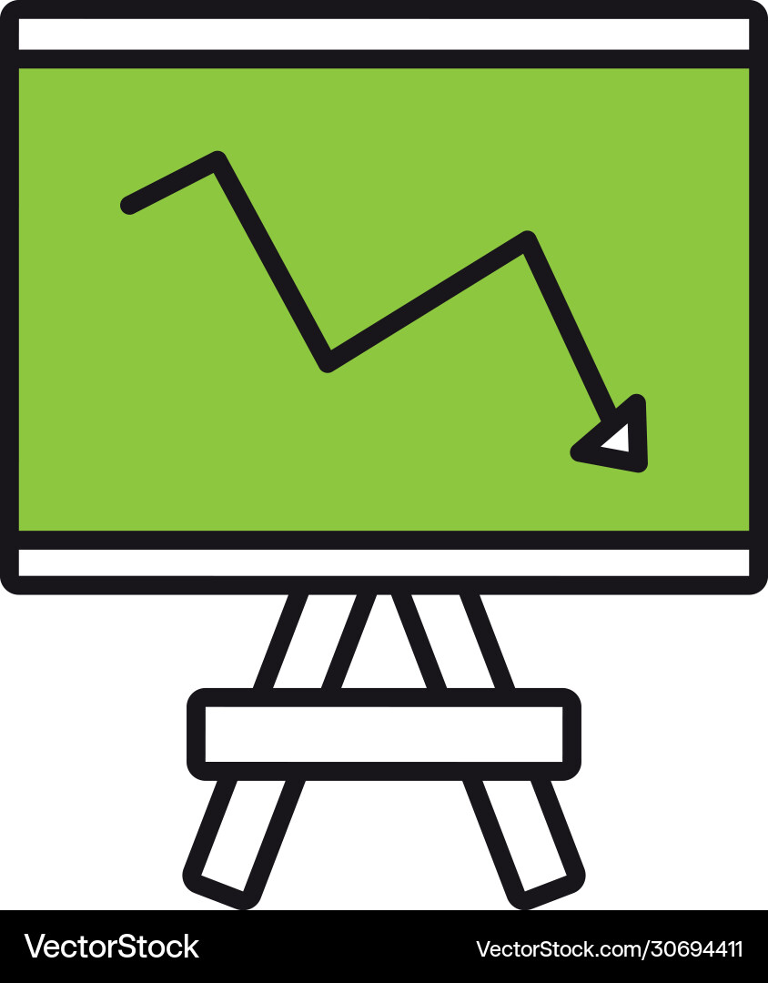 Presentation board with financial arrow down line Vector Image