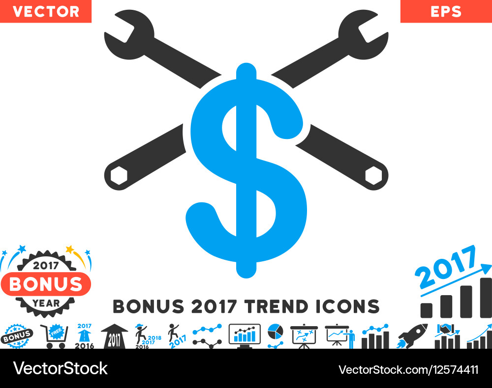 Service price flat icon with 2017 bonus trend Vector Image