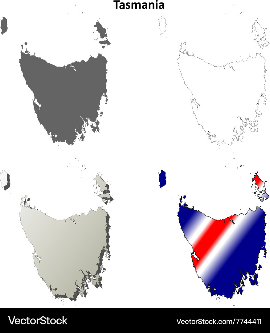 Tasmania blank detailed outline map set Royalty Free Vector