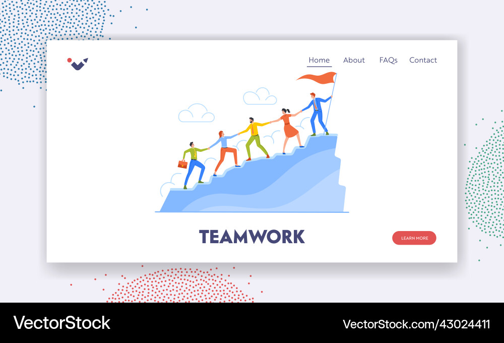 Teamwork landing page template business team Vector Image