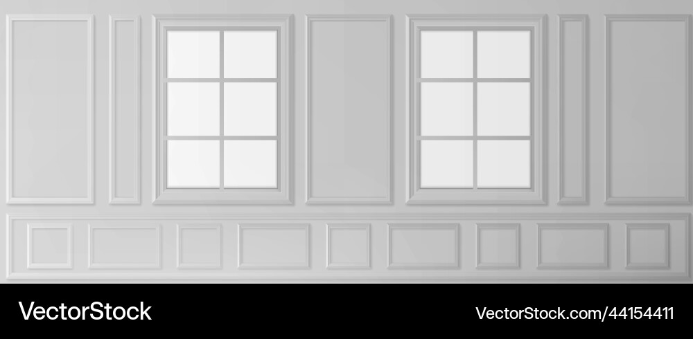 White wall with windows in luxury victorian style Vector Image