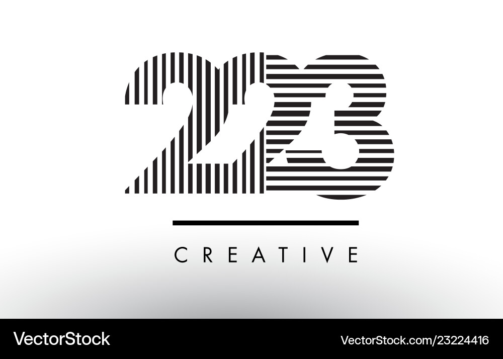223 black and white lines number logo design Vector Image
