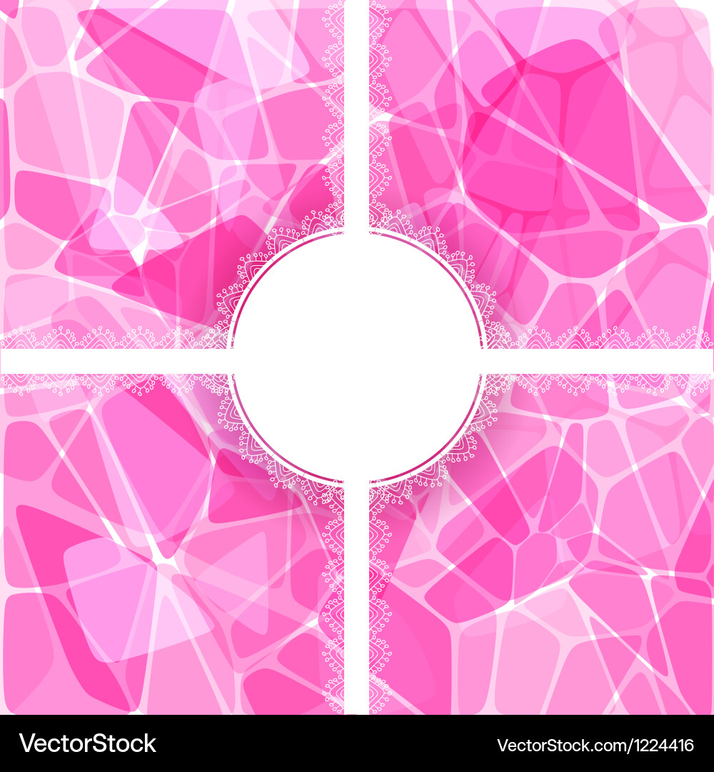 Abstract pink card with lace label Royalty Free Vector Image