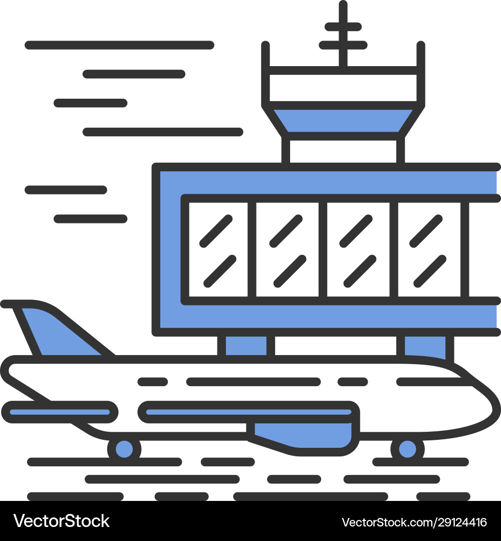 Airport outside color icon Royalty Free Vector Image