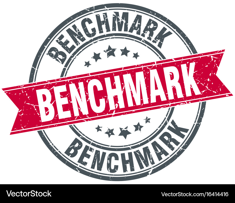 Benchmark round grunge ribbon stamp Royalty Free Vector