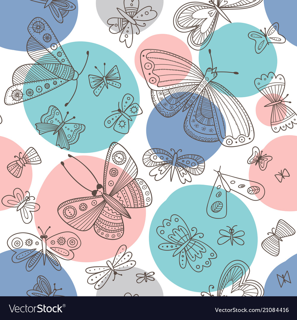 Butterflies seamless pattern in boho style Vector Image