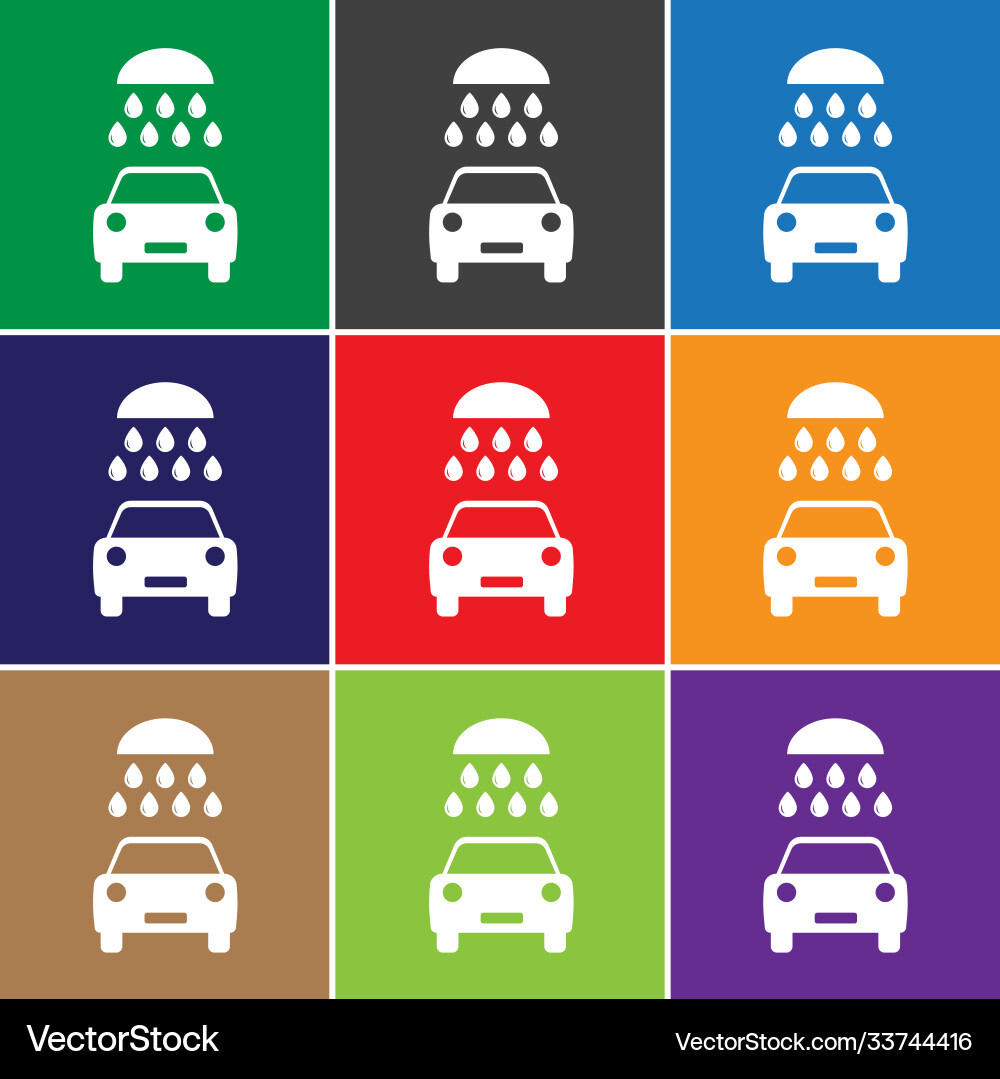 Car wash icon sign symbol flat Royalty Free Vector Image