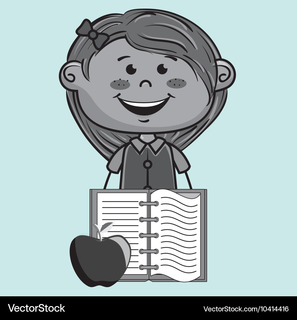 Cartoon girl notebook icon Royalty Free Vector Image