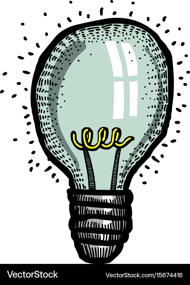 Cartoon image bulb icon lamp symbol Royalty Free Vector