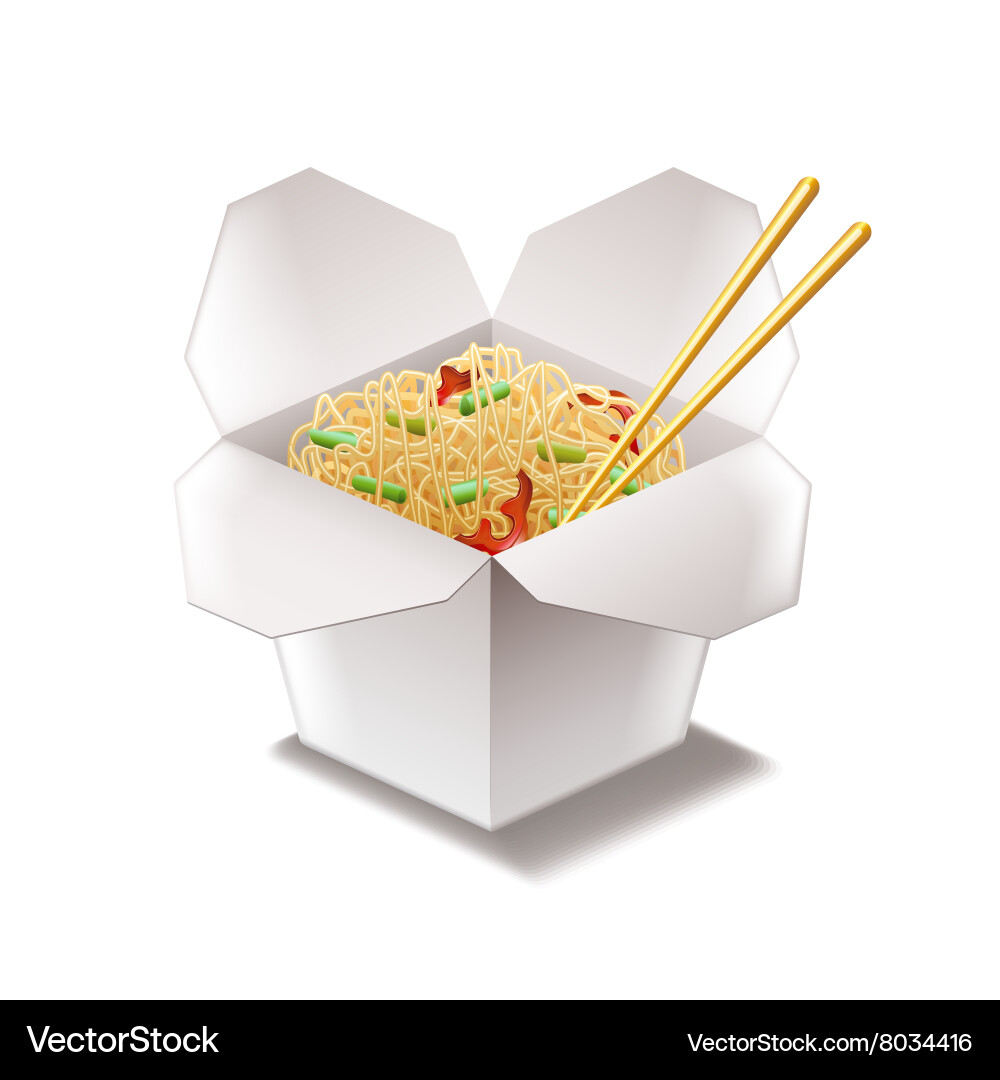 Chinese noodles isolated on white Royalty Free Vector Image