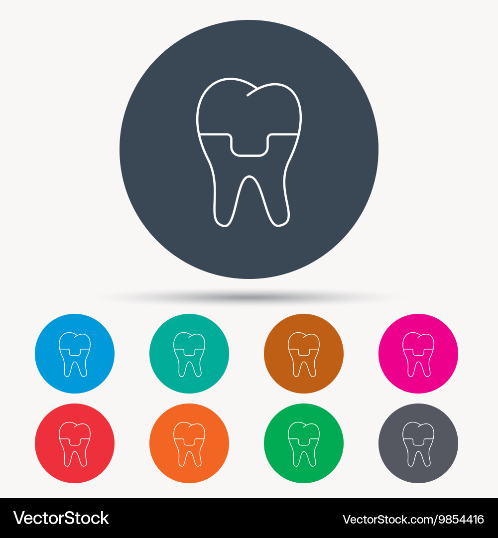 Dental crown icon tooth prosthesis sign Royalty Free Vector