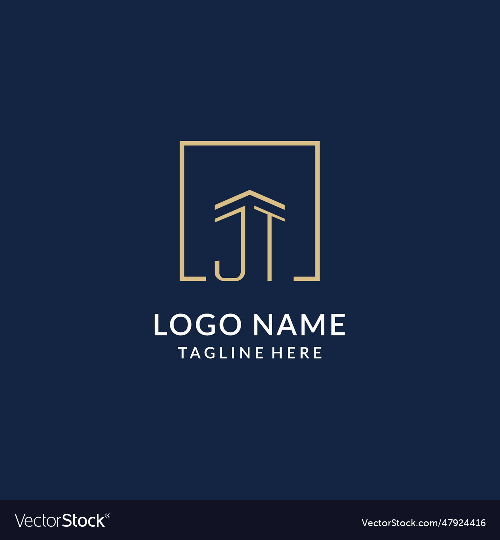 Initial jt square lines logo modern and luxury Vector Image