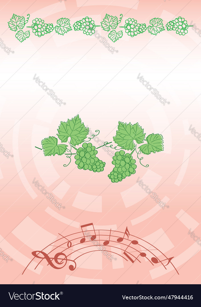 Leaflet a4 with grape and music notes - template Vector Image