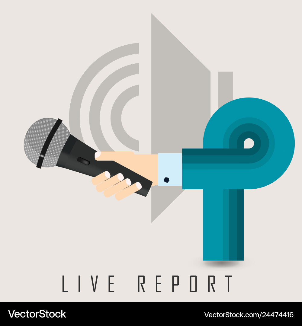 Picture - live stream report curved arms Vector Image