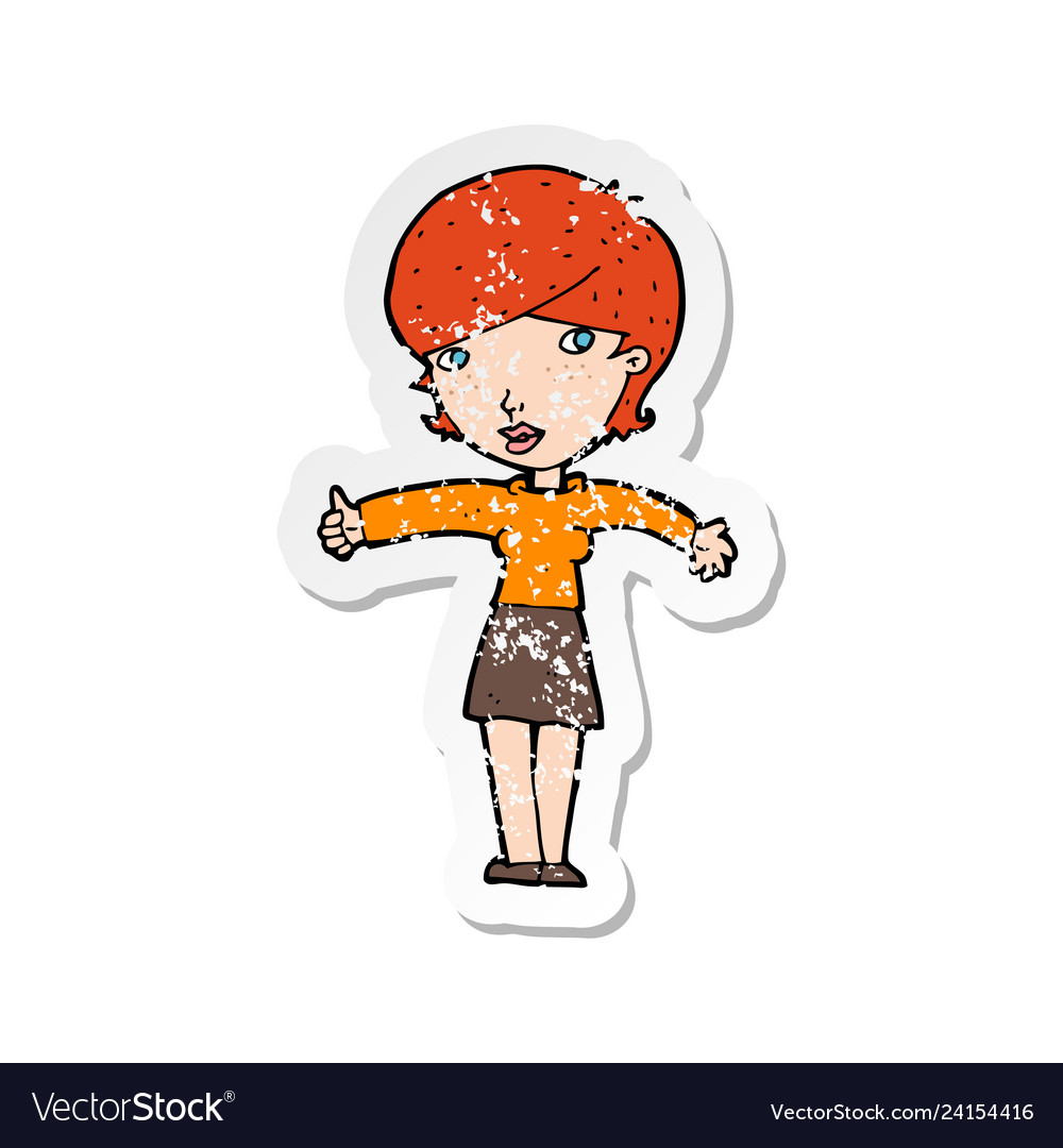Retro distressed sticker of a cartoon woman Vector Image