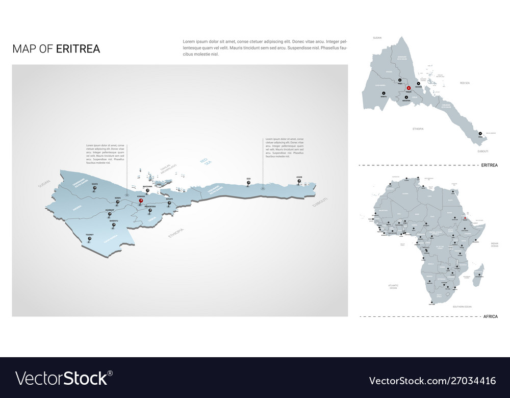 Set eritrea country isometric 3d map Royalty Free Vector