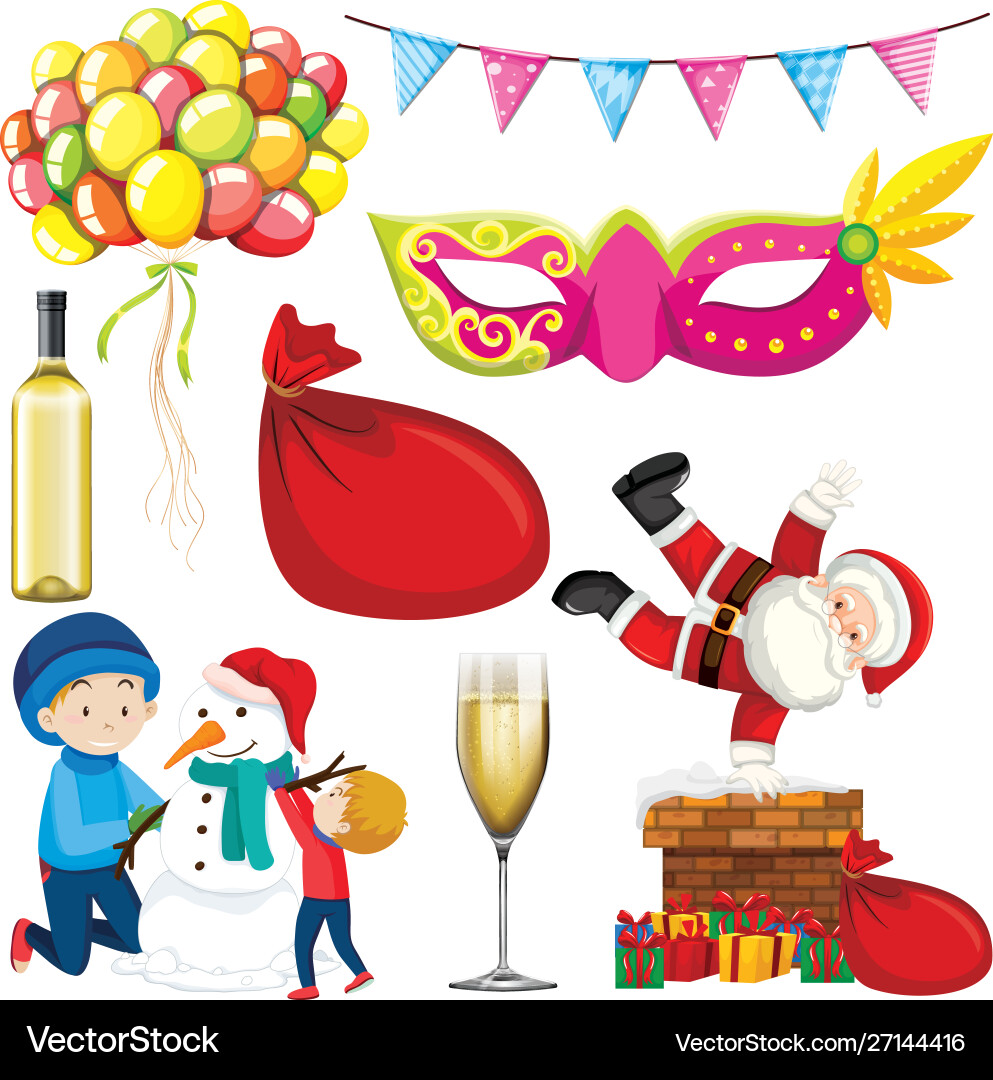 Set isolated objects christmas theme Royalty Free Vector