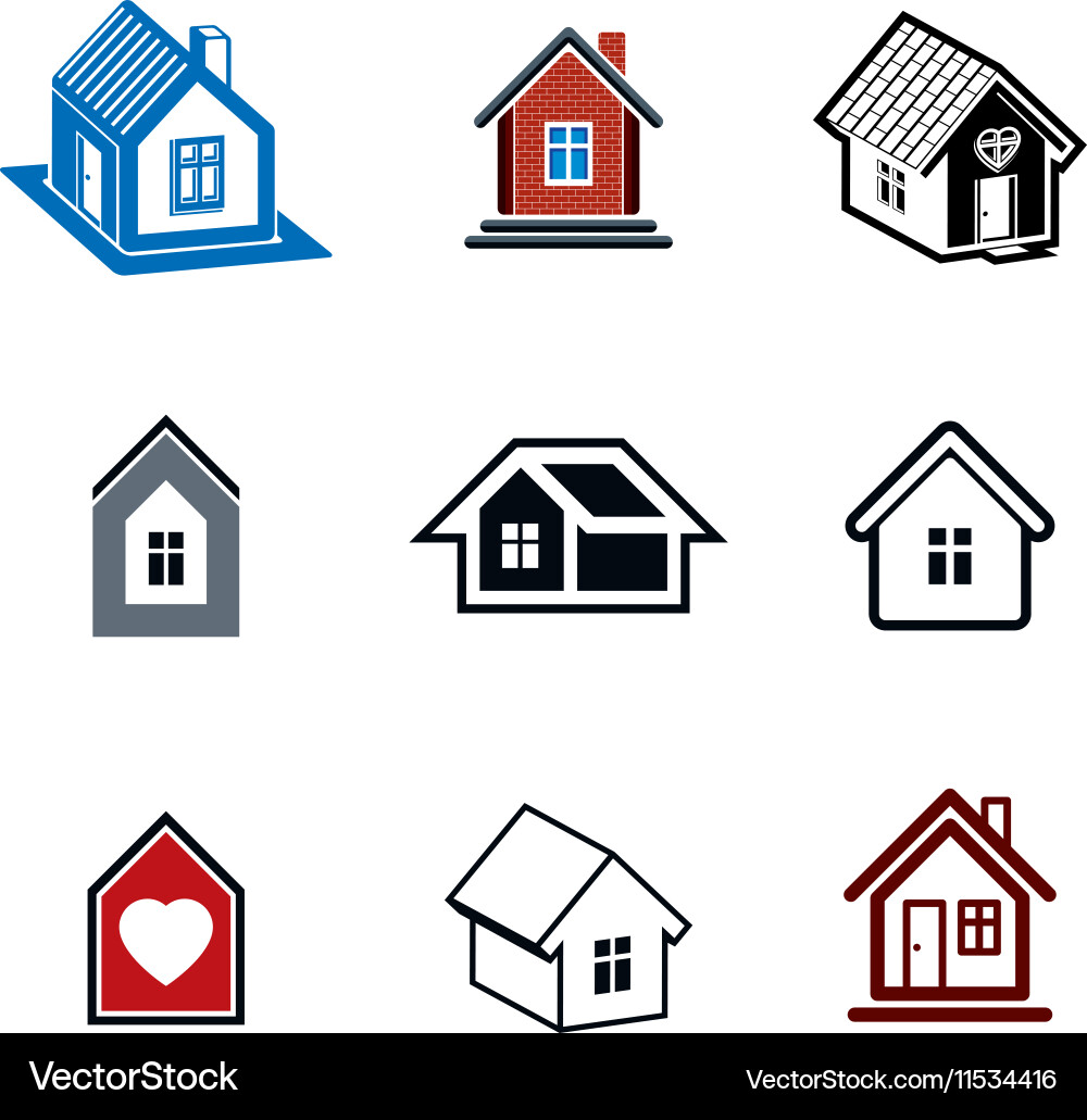 Simple cottages collection real estate Royalty Free Vector