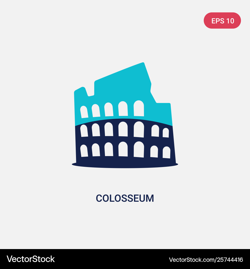 Two color colosseum icon from history concept Vector Image