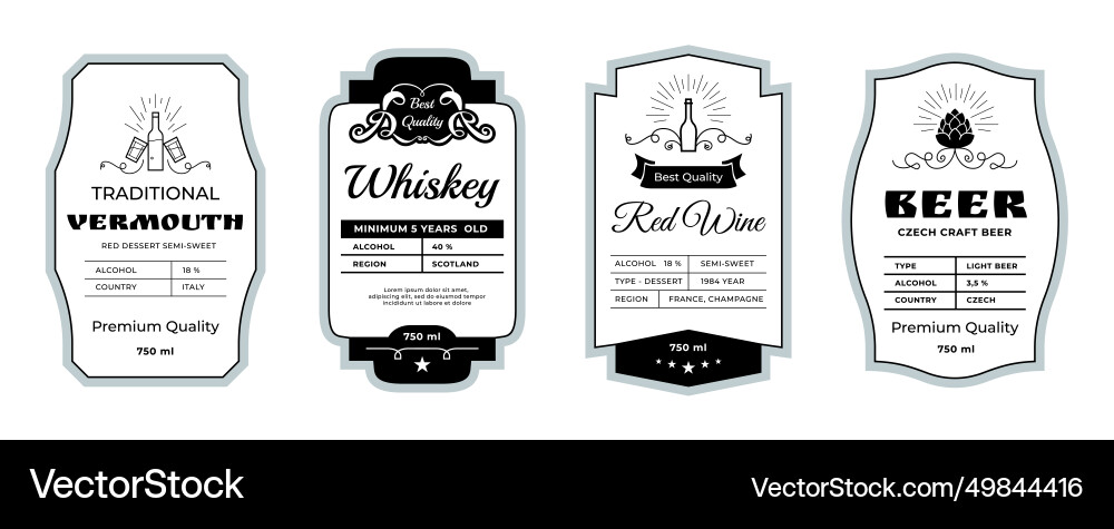 Vintage alcohol label minimalistic stickers Vector Image