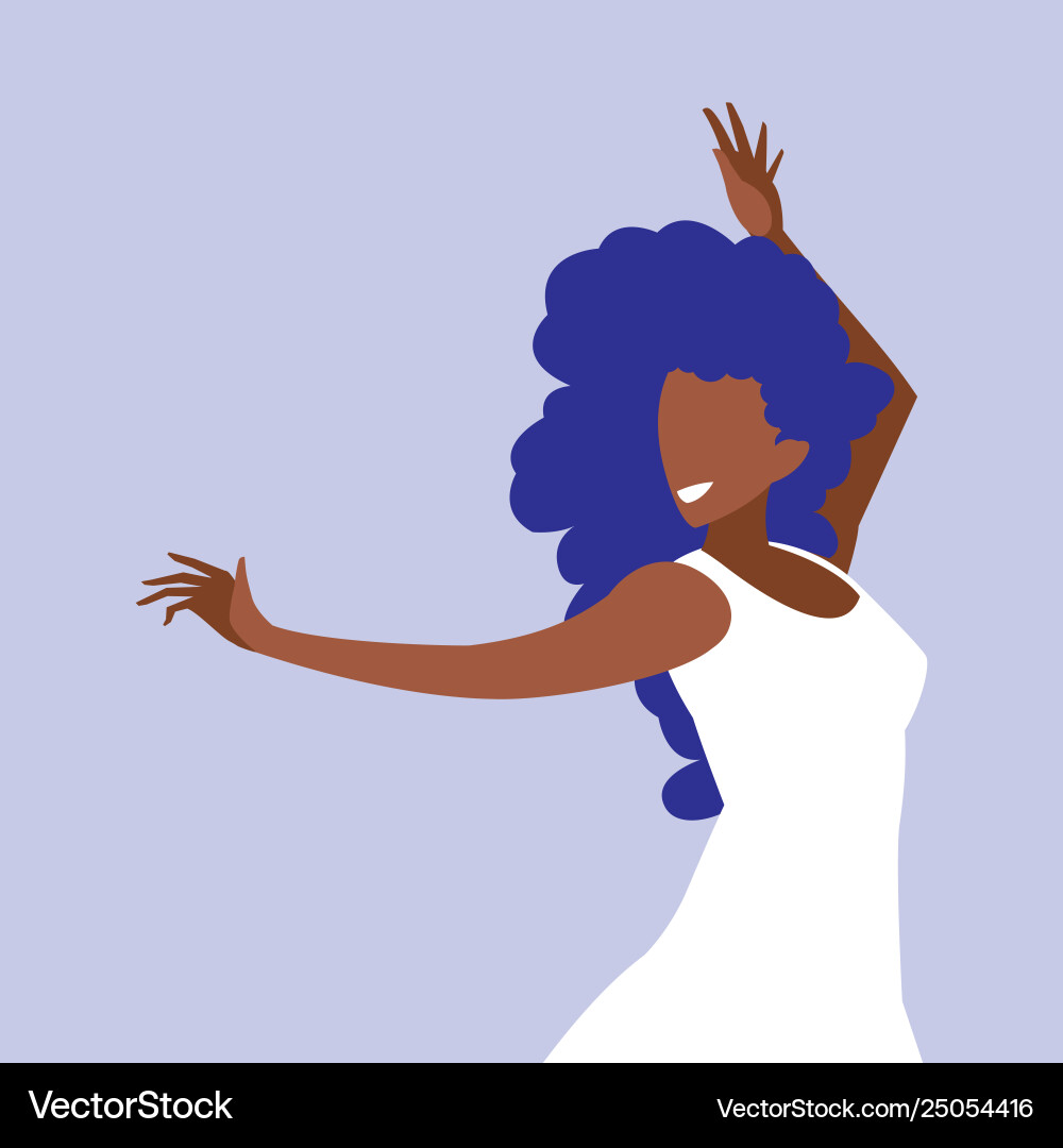 Young black woman dancing character Royalty Free Vector