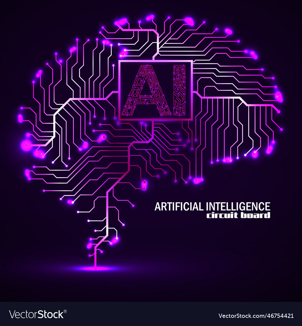 Abstract technological brain with artificial Vector Image Abstract technological brain with artificial Vector Image