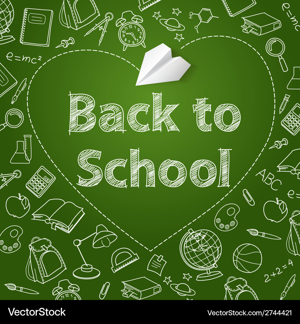 Back to school text end doodle Royalty Free Vector Image