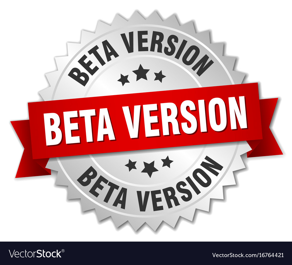 Beta version round isolated silver badge Vector Image
