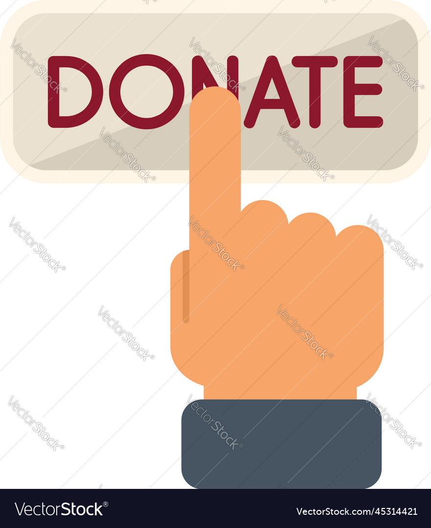 Donate click button icon flat charity help Vector Image