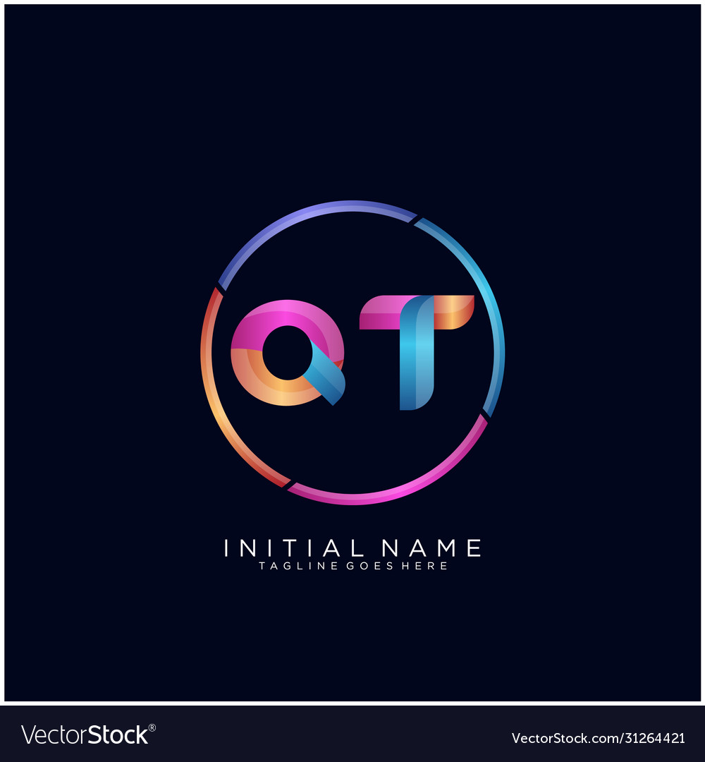 Qt letter logo icon design template elements Vector Image
