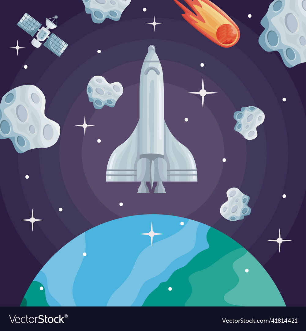Rocket in space outer Royalty Free Vector Image