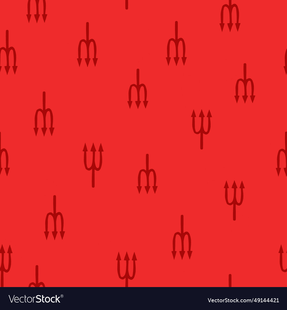 Seamless pattern with devil fork on red Royalty Free Vector