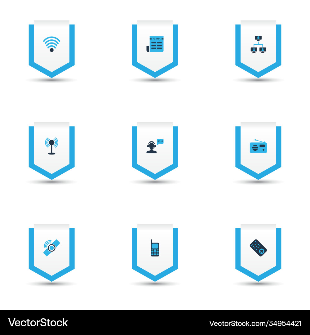 Telecommunication icons colored set with greeting Vector Image