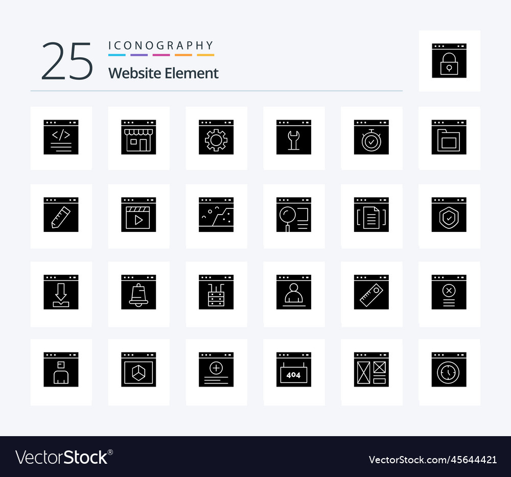 Website element 25 solid glyph icon pack Vector Image Website element 25 solid glyph icon pack Vector Image