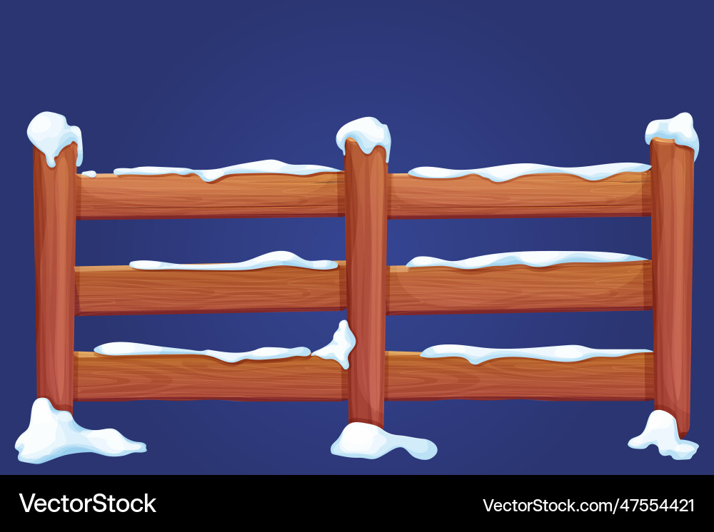 Wooden fence with snow barrier construction Vector Image