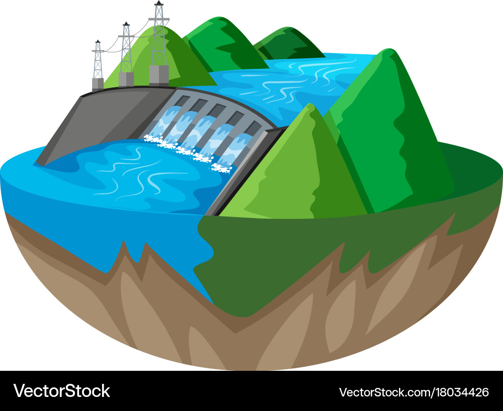 3d design for dam in the mountain Royalty Free Vector Image