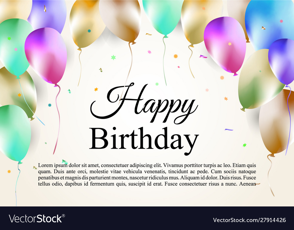 Birthday template with colorful balloons Vector Image