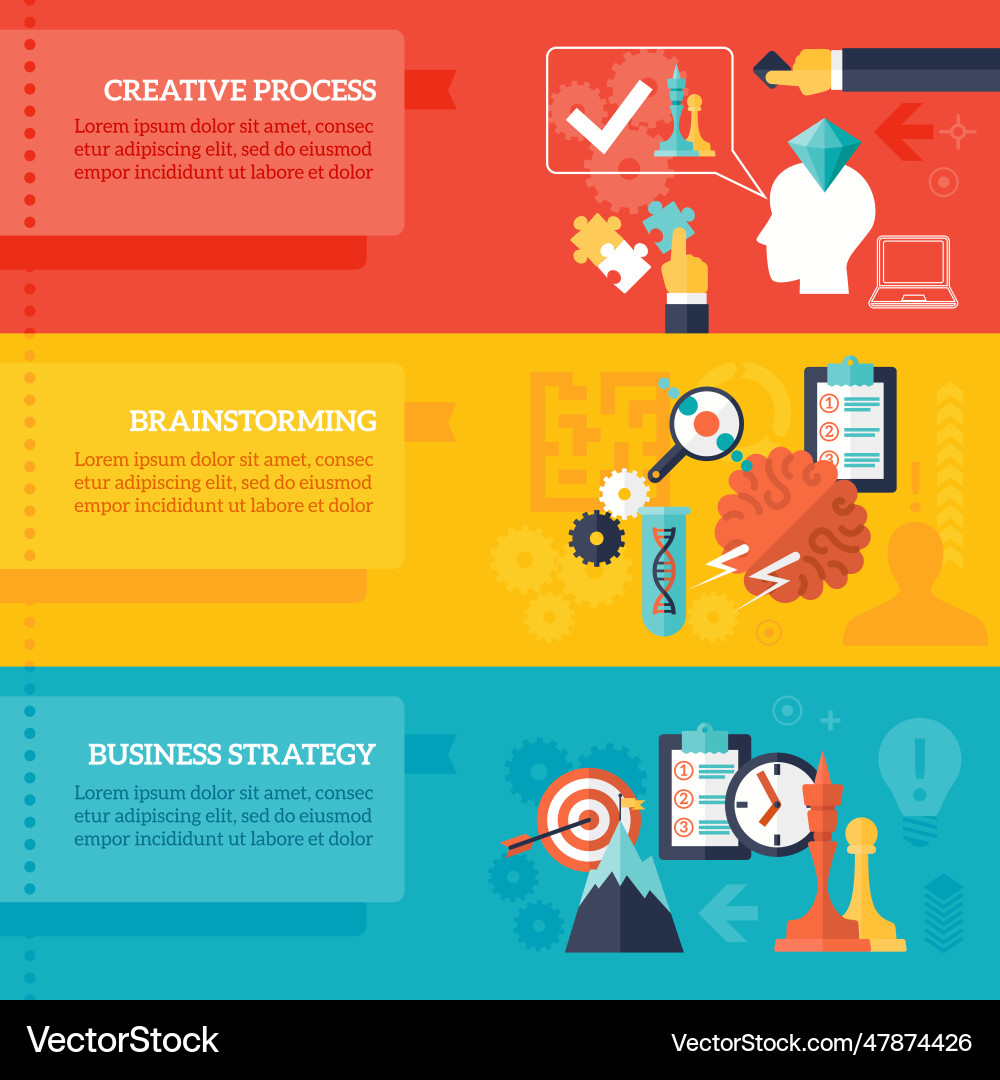 Business strategy banners set business strategy Vector Image
