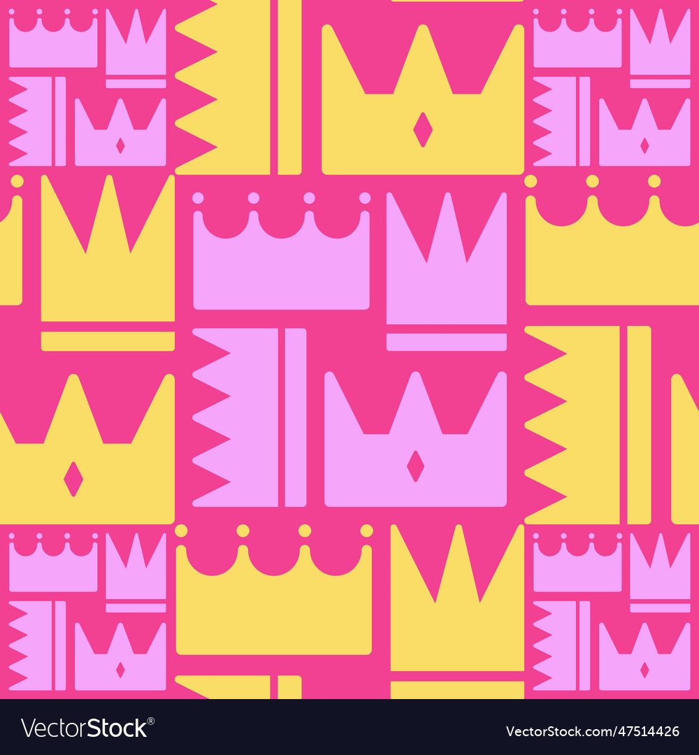 Cute crown seamless pattern Royalty Free Vector Image
