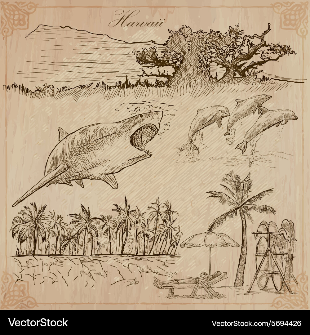 Hawaii - travel an hand drawn Royalty Free Vector Image