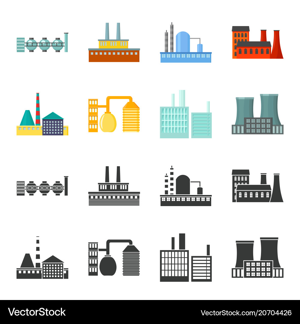 Industry productionfactory set collection icons Vector Image