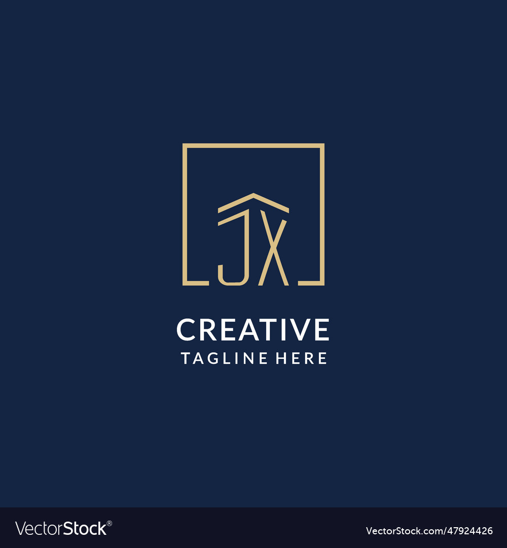 Initial jx square lines logo modern and luxury Vector Image