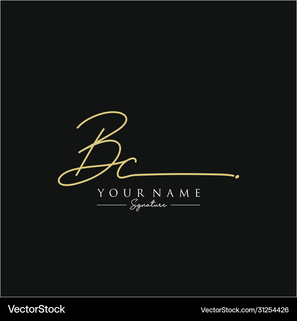 Letter bc signature logo template Royalty Free Vector Image