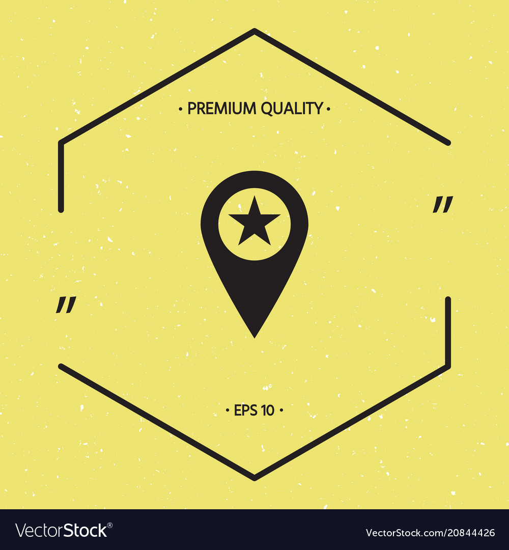 Map pointer with star Royalty Free Vector Image