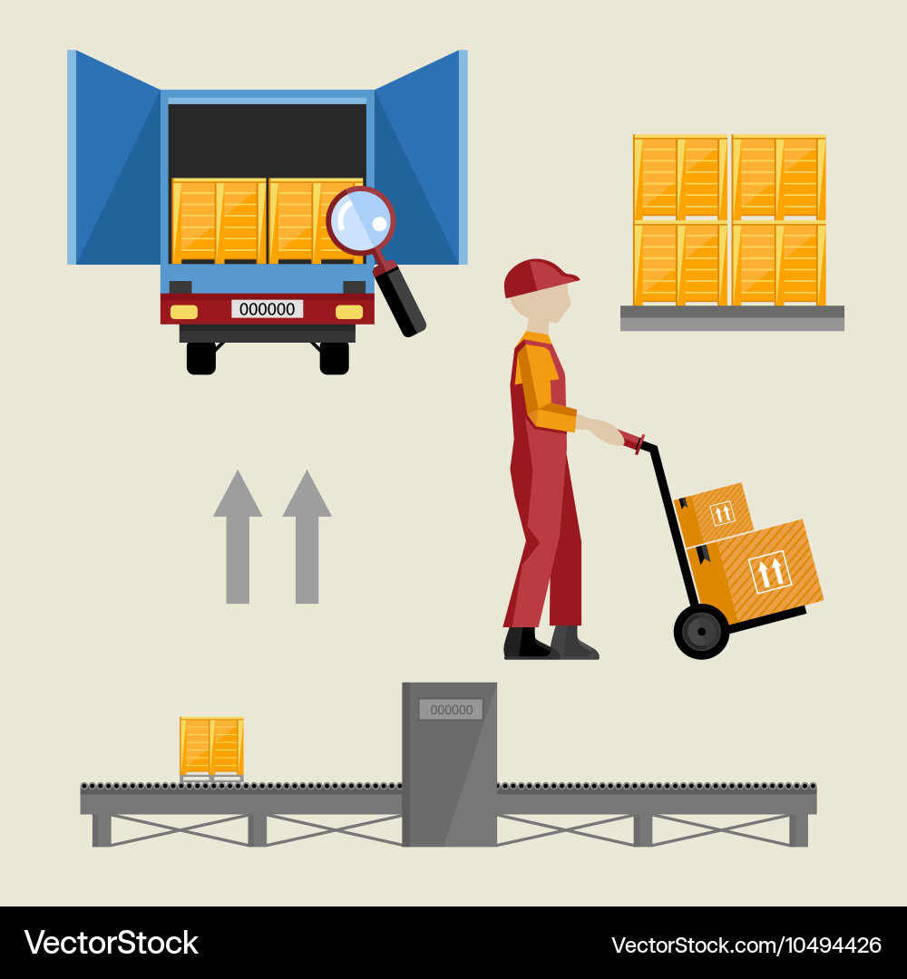 Production line in the warehouse Royalty Free Vector Image