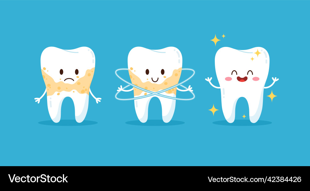 Set of teeth cartoon characters with different Vector Image