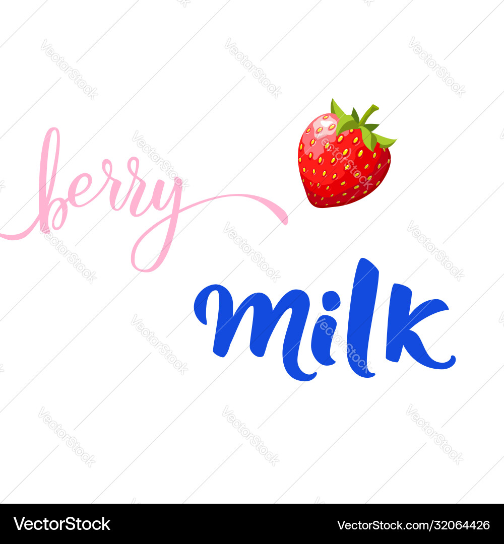 Strawberry and original handwritten text berry Vector Image