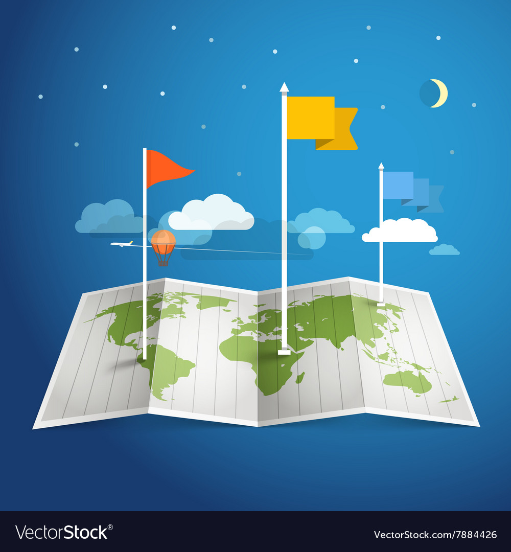 World map with different marks Royalty Free Vector Image