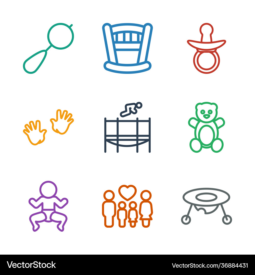 9 childhood icons Royalty Free Vector Image - VectorStock