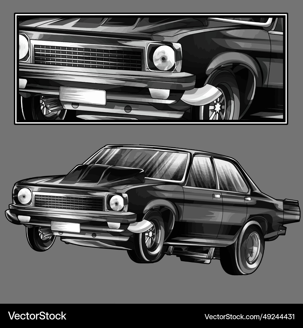 Black drag race with white strip Royalty Free Vector Image